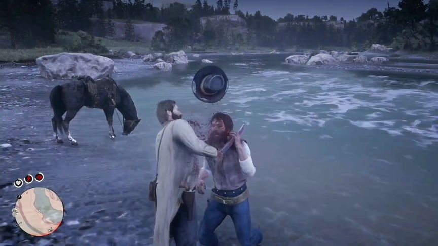 荒野大镖客2砍刀测试,亚瑟刚获得古惑仔大砍刀,你敢挑衅他吗?