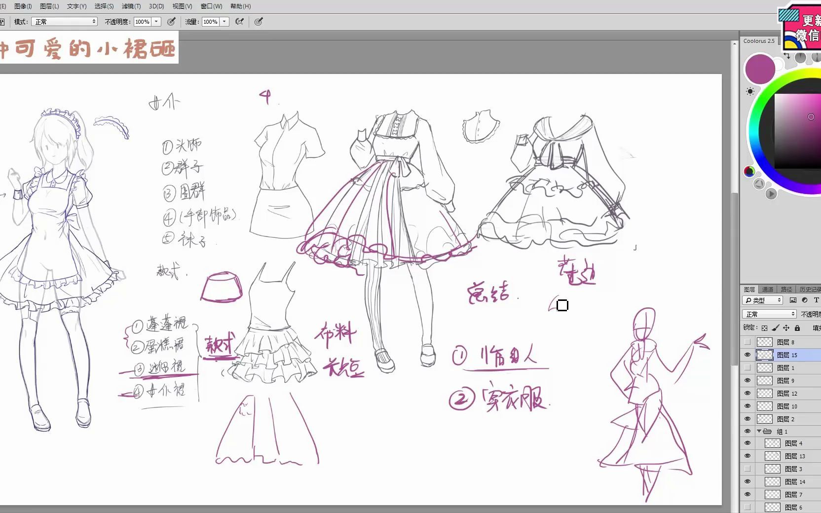 Q版各种小裙子的画法-10总结与练习方法S