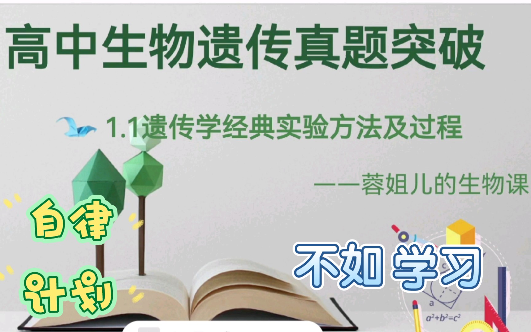 高中生物遗传真题突破——分离定律,1.1遗传学经典实验实验方法及过程