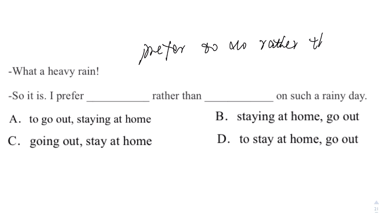 初中英语,prefer to的用法这么来