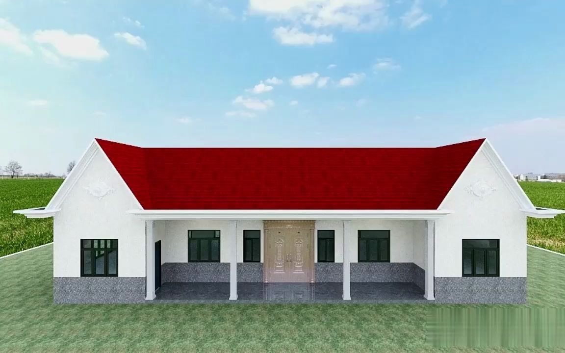 农村一层自建房砖混结构进深7米,三室两厅独立卫生间,内含图纸