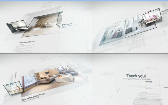 AE模板-立体家具装修设计感特效的幻灯片视频相册视频同学聚会视频...