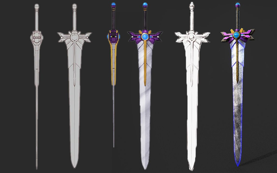 【MAYA武器建模】次时代道具剑模型全流程制作,超详细武器布线、卡...