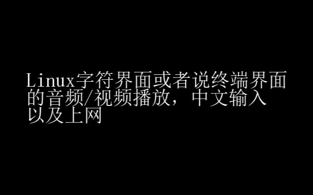 Linux控制台/终端界面/字符界面下播放音视频/上网/输入中文