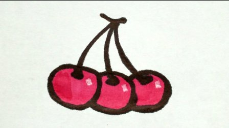 宝宝爱画画第十课 儿童简笔画樱桃视频教程, 樱桃画法图片步骤