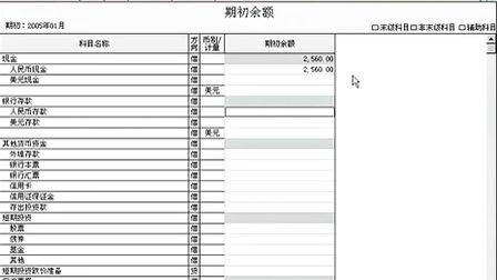 用友软件T3财务通 总账系统 期初余额录入