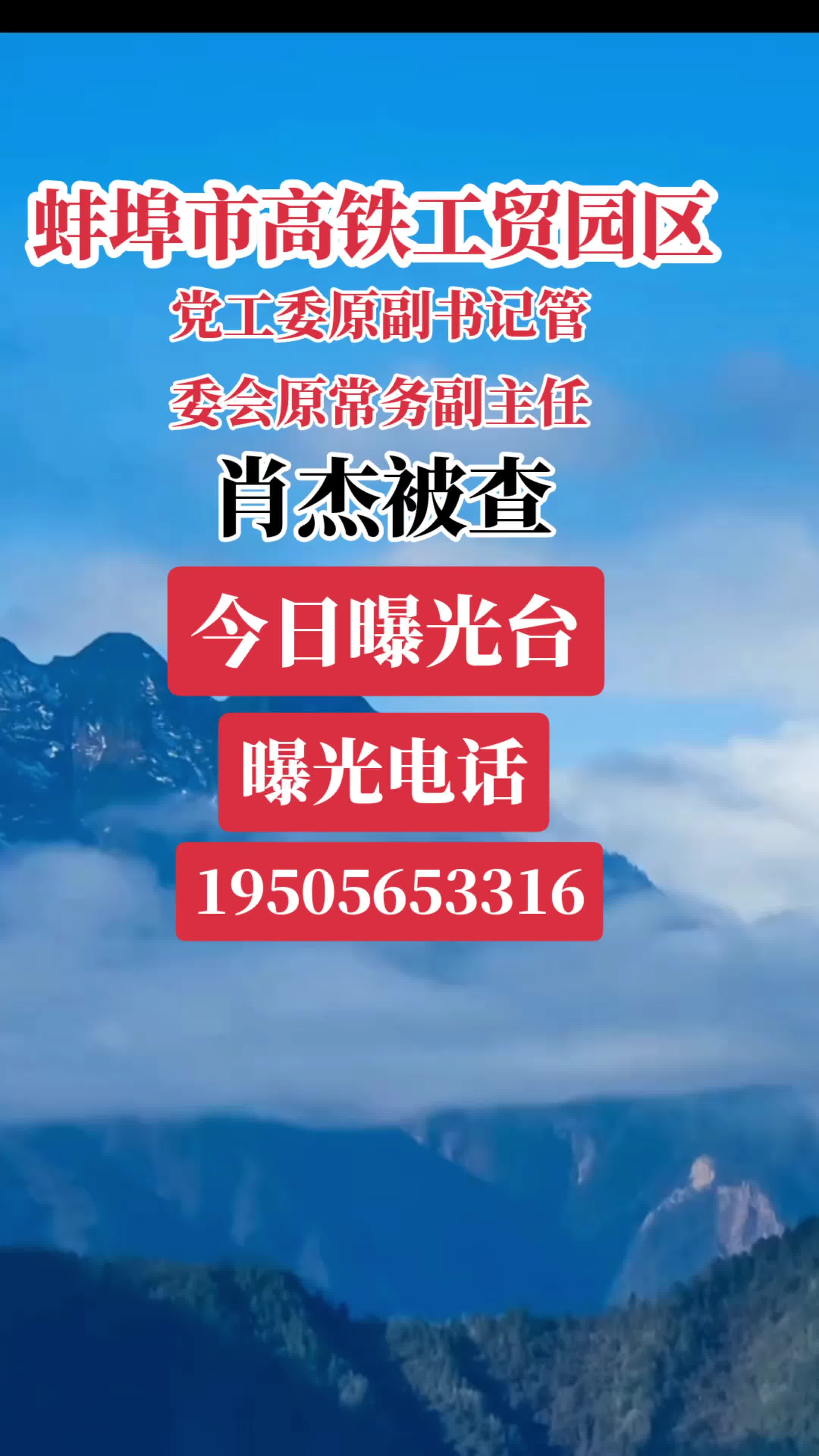 蚌埠市高铁工贸园区党工委副书记管委会原常务副主任肖杰被查