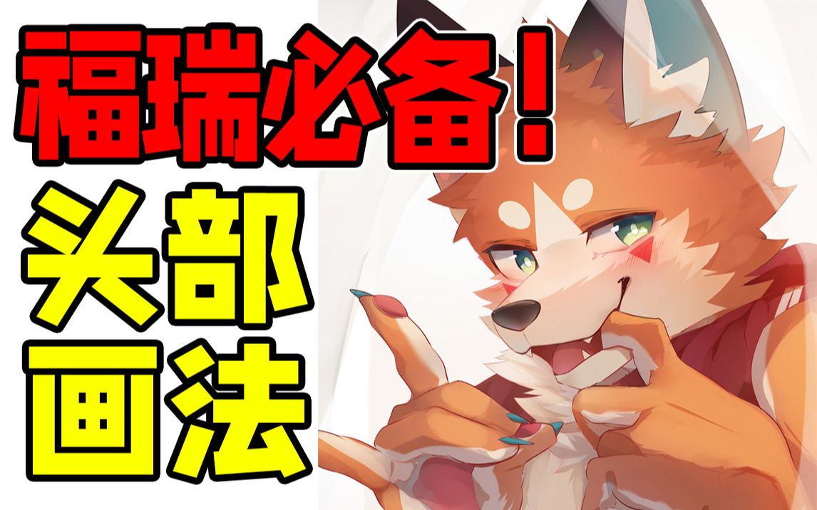 ...手把手教你画福瑞犬类头部!【绘画教程|ps sai 二次元板绘原画插画】