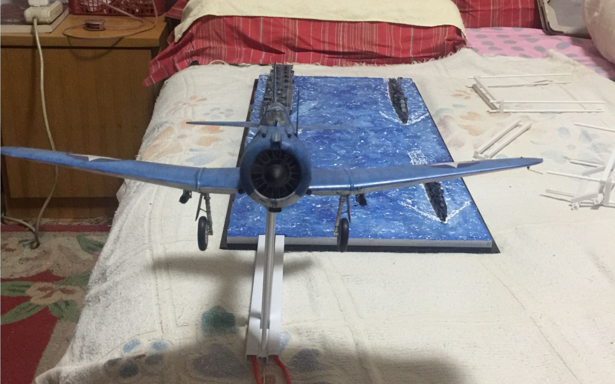 【中途岛】1/700舰队海景+1/32 SBD俯冲轰炸机模型制作成品