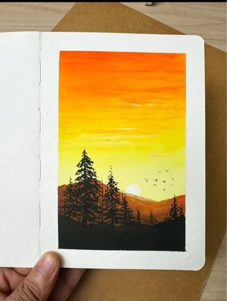 每天画一幅简单好看又好学的丙烯画教程,只需一分钟就能学会哦 跟着.