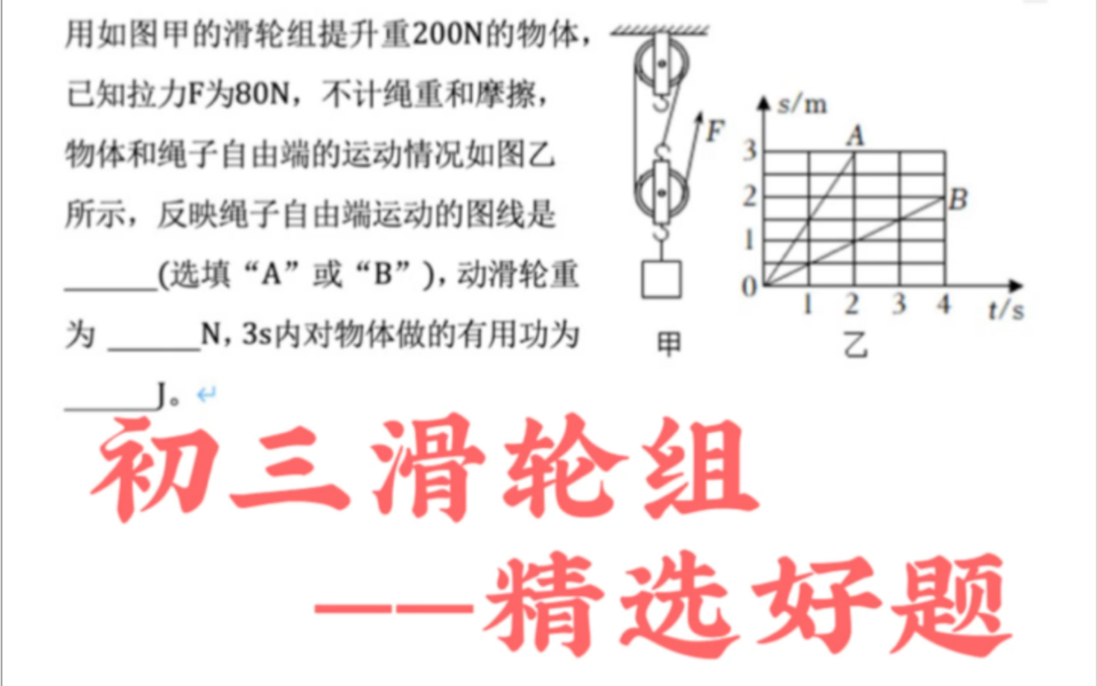 初三物理滑轮组精选好题,如何判断绳子自由端移动距离及机械效率计算