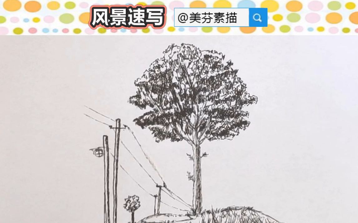 ...临摹的树木速写入门教程!简单又好看的大树小风景速写手绘画法步骤!