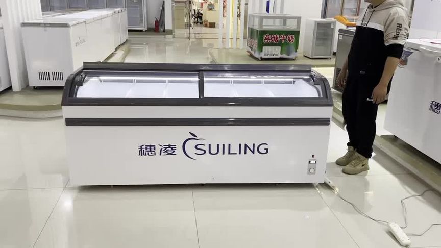 穗凌冰柜冷藏冷冻圆弧玻璃展示柜#酒店厨房设备 #商用冷柜