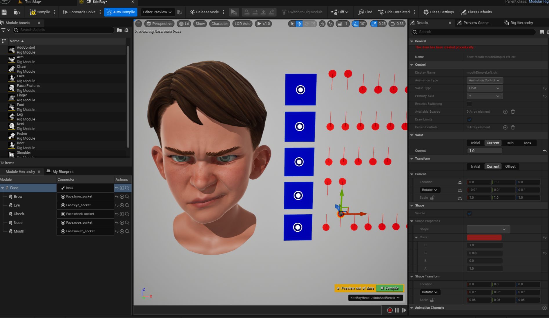 【UE5.4 x ModularRig】基于BlendShape面部表情动画的模块化绑定...