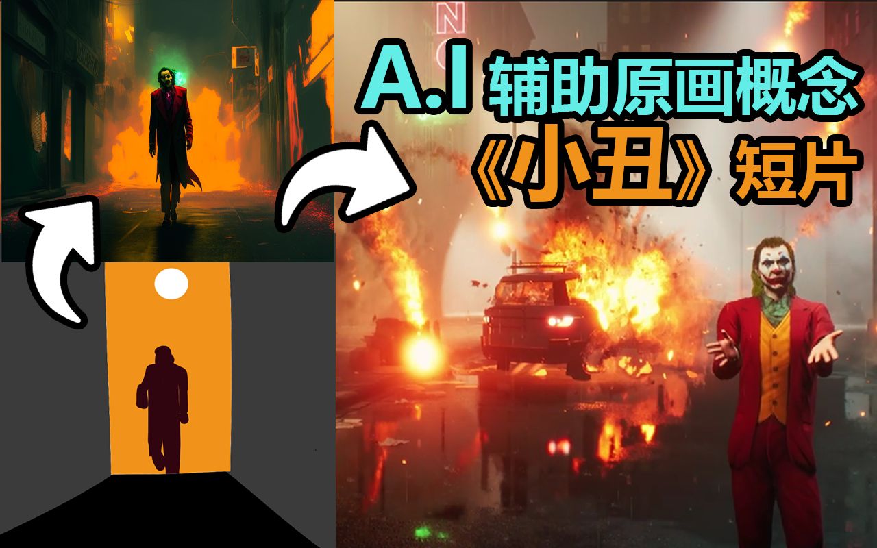 AI辅助原画设计和3D动画?2天做一个《小丑》概念短片!