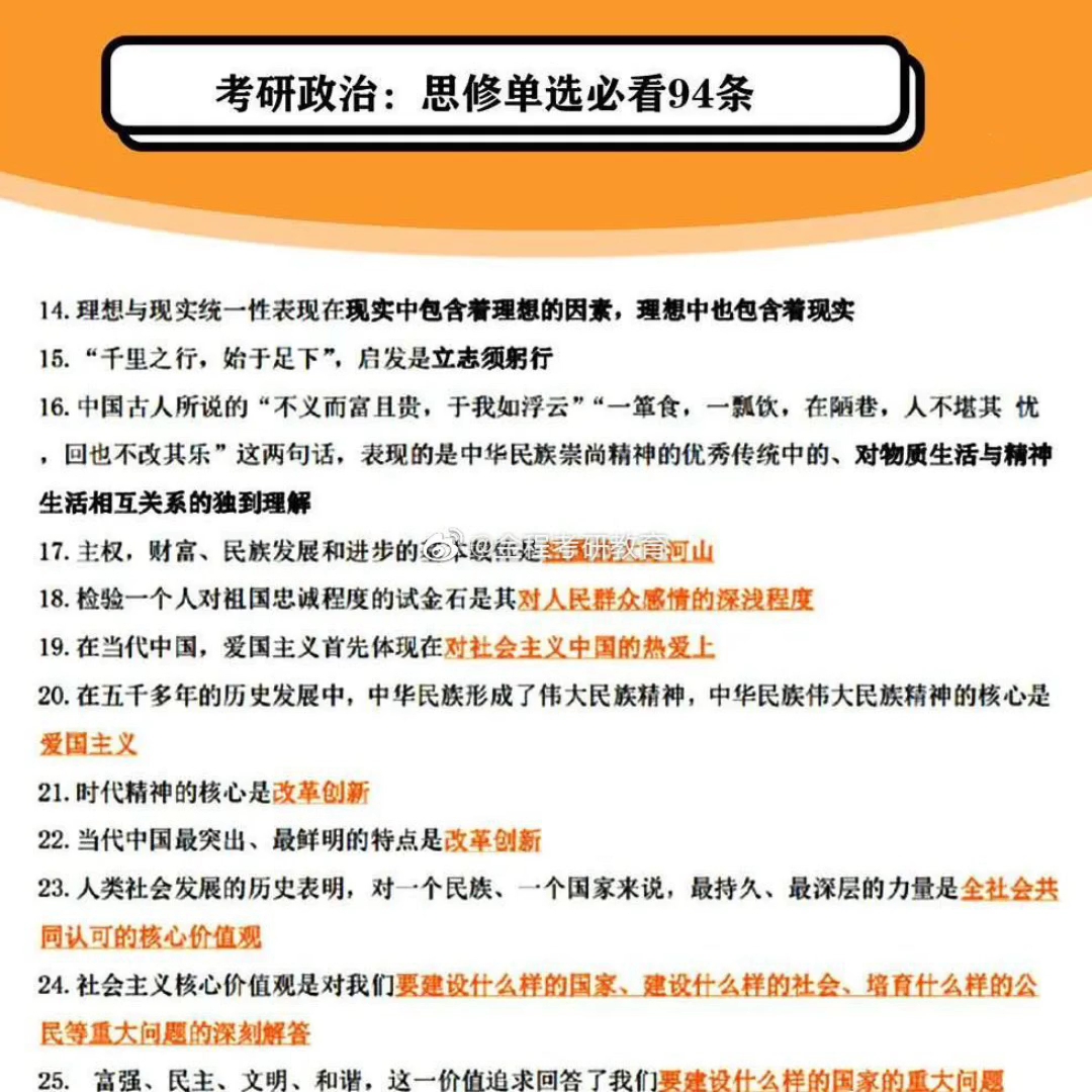 考研政治单选必看