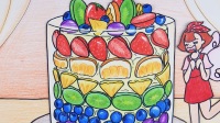 趣味定格动画:梦里的水果彩虹蛋糕,现实中教你如何制作!