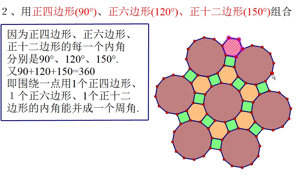 初中数学——多边形:用三种正多边形铺设地面