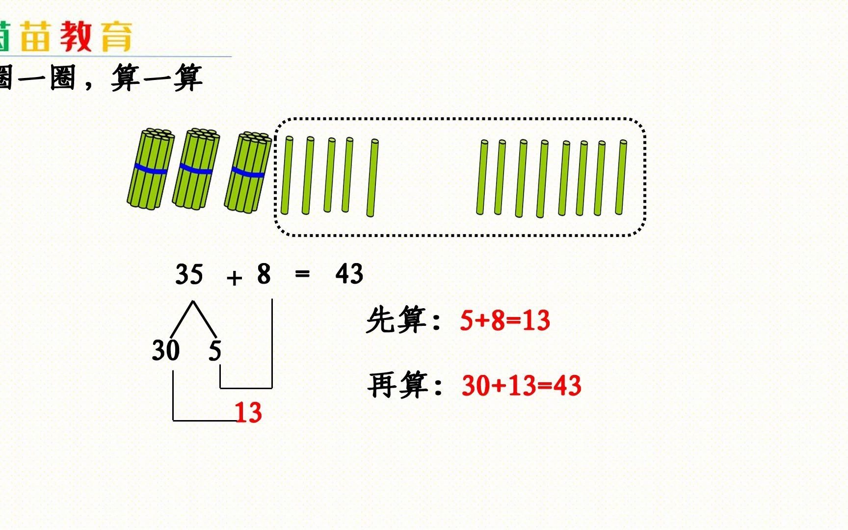 6.8一年级下册数学易错题:利用凑十法巧算两位数加一位数
