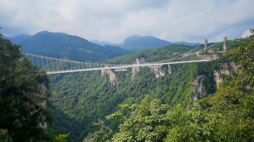 远观张家界大峡谷玻璃栈道