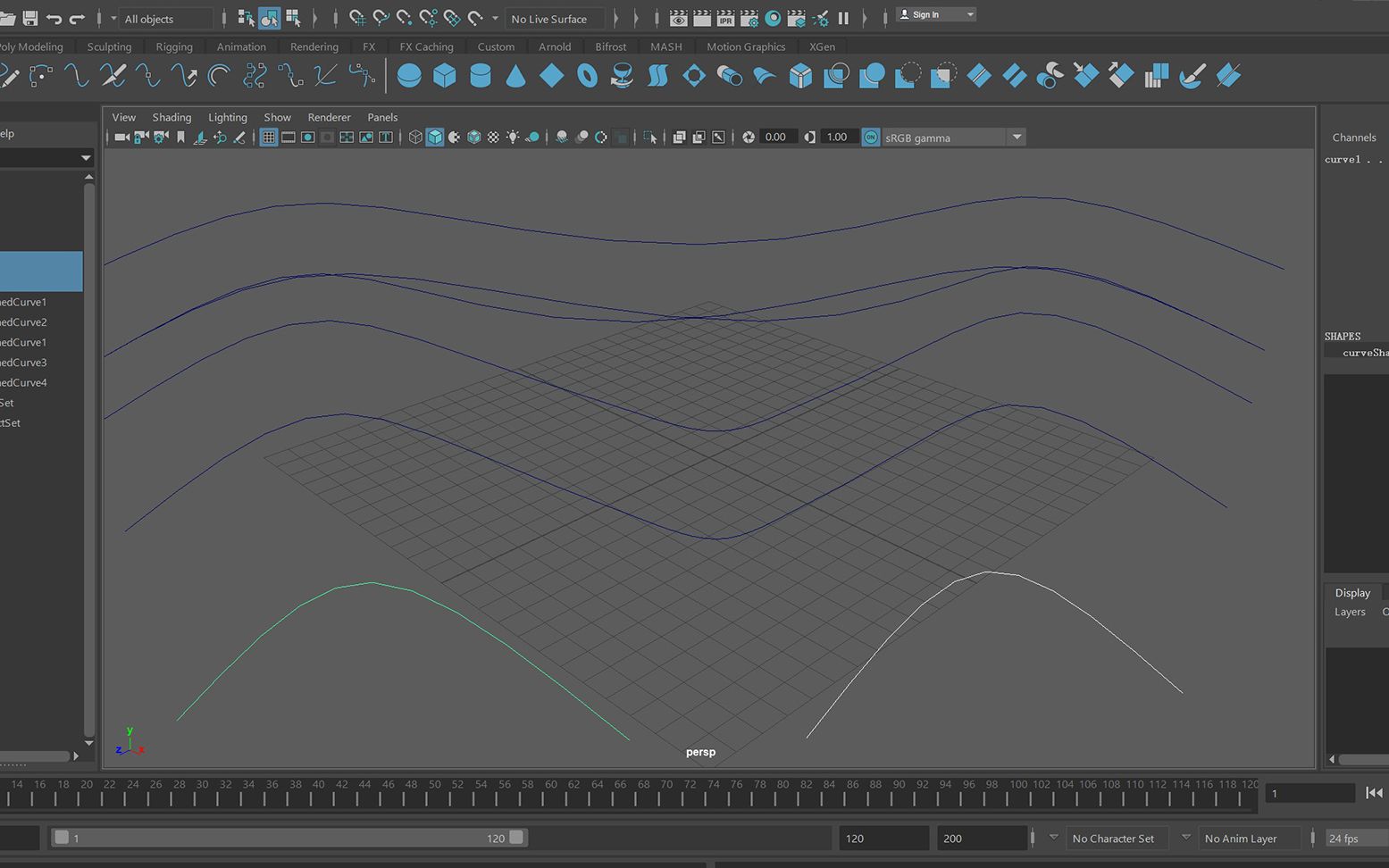 Maya基础教程:如何使用附加曲线命令将两条曲线连接融合到一起?