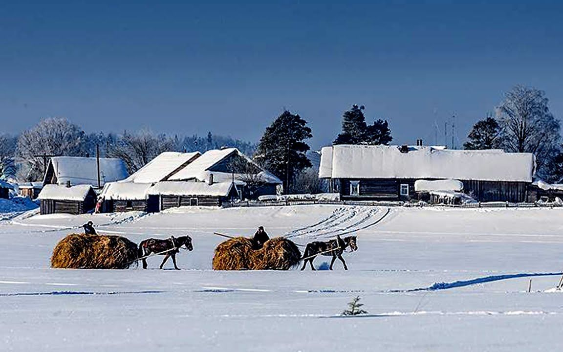 俄罗斯北部乡村家庭冬季日常生活