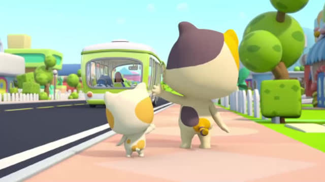 安全教育动画片:小朋友乘坐巴士要排队上车!