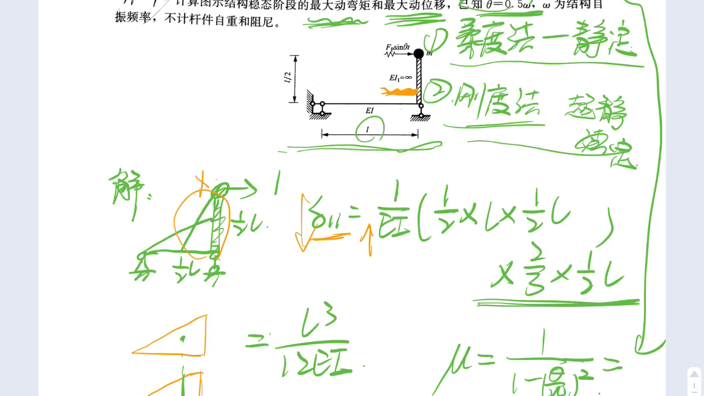 结构力学 求最大动位移和最大动弯矩