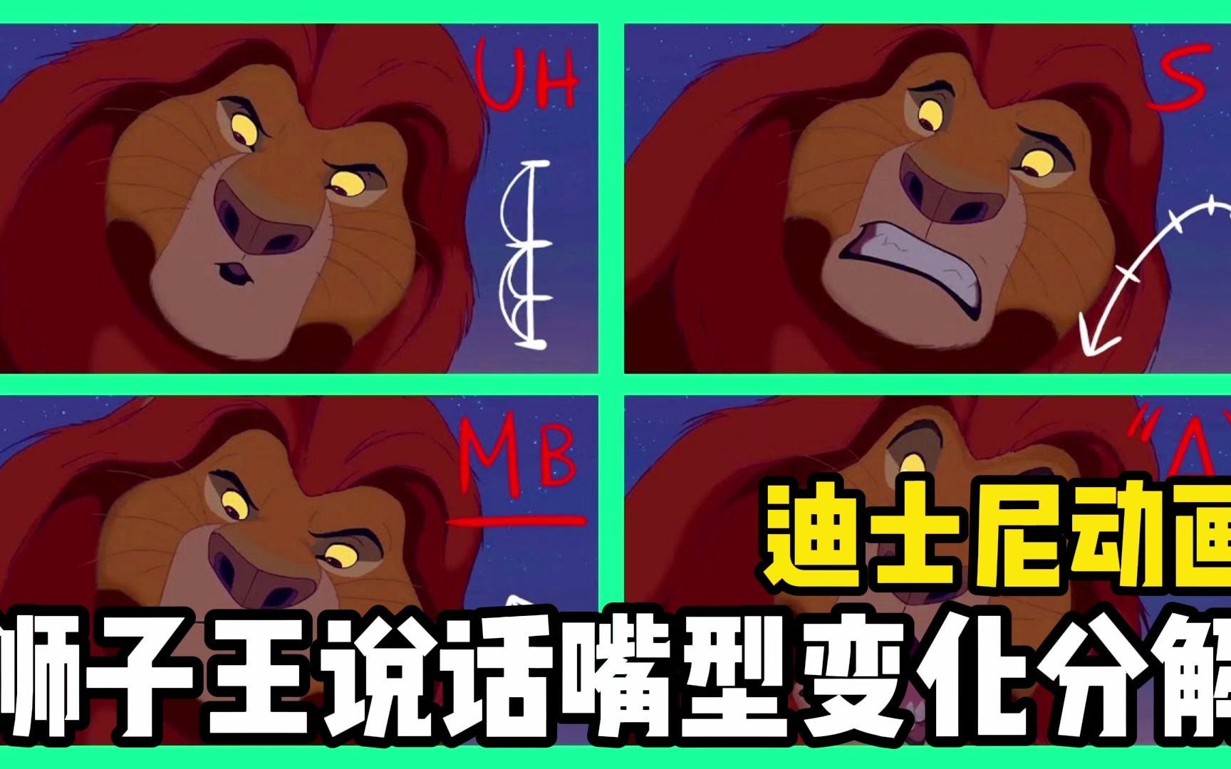 1分钟迪士尼动画:狮子王说话嘴型变化分解