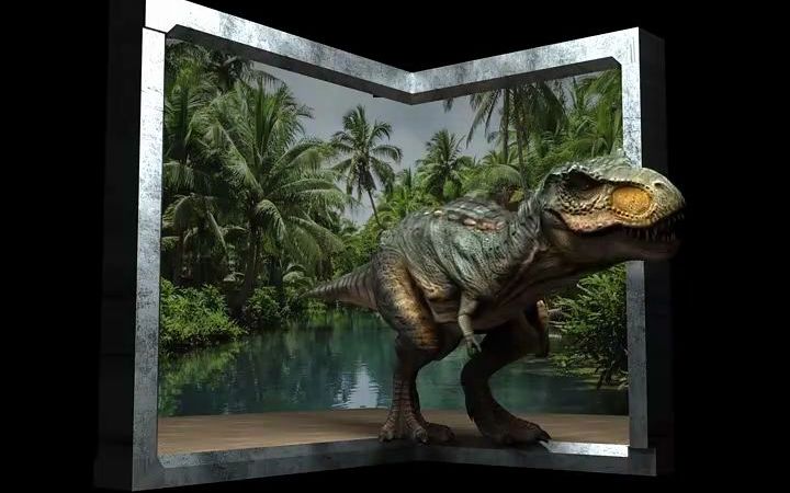 平面大屏3D裸眼大屏 光影秀3Dmapping 裸眼3D大屏 恐龙折慕软件 AR...