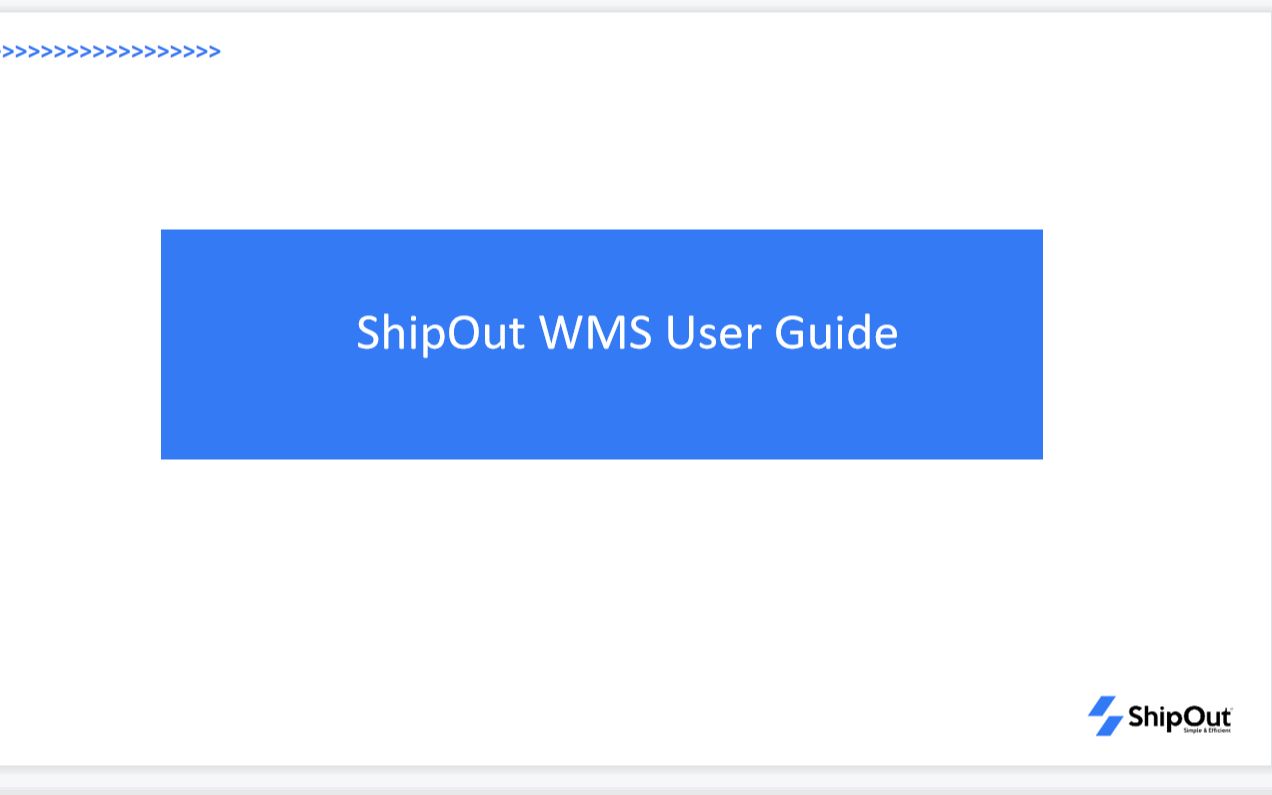 ShipOut WMS User Guide