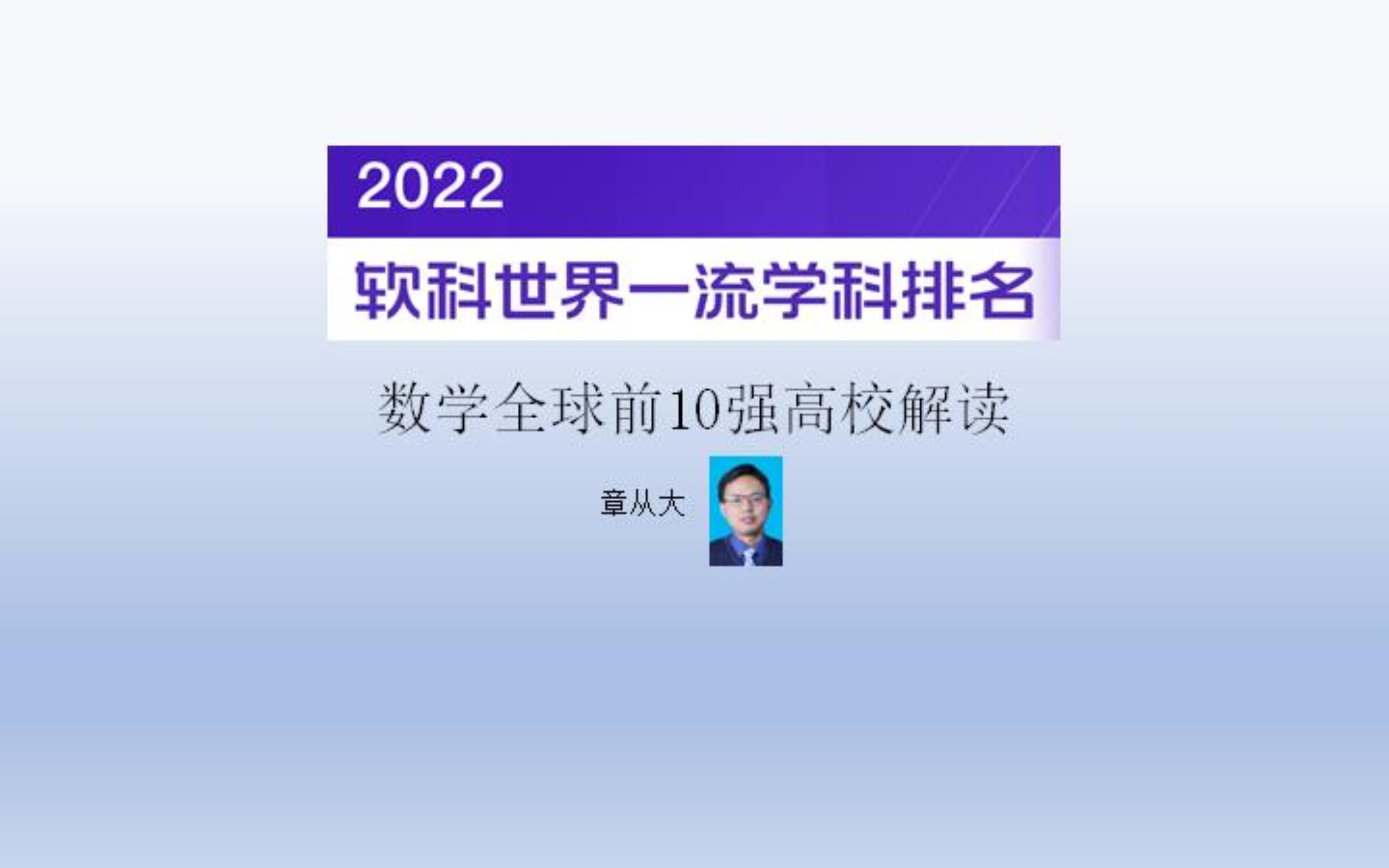 2022数学专业全球前10强高校解读,含巴黎萨克雷大学