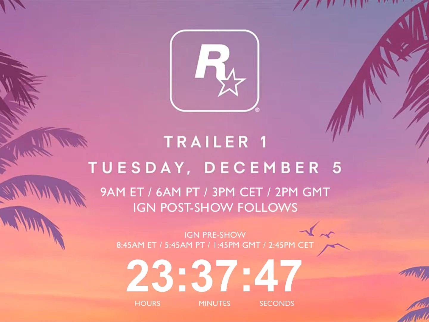 GTA6官方宣传片倒计时1天 让我们相约明晚_侠盗猎车手