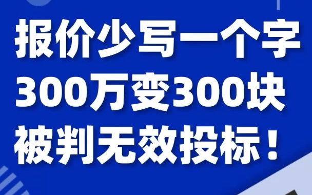 300多万写成300多块,一个字之差被判无效投标!