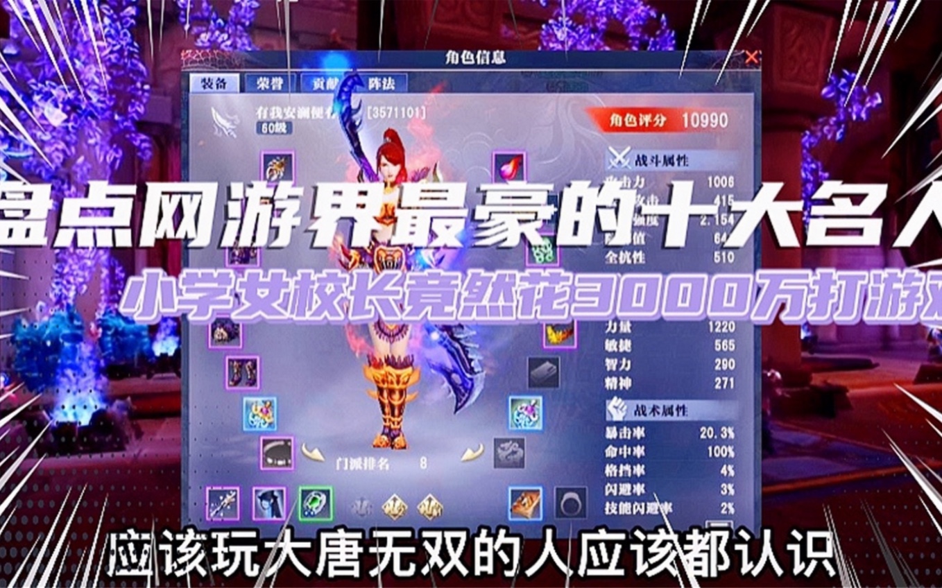 3千万花在网游上的童敏校长认识吗?盘点网游界最豪横的十大名人_...