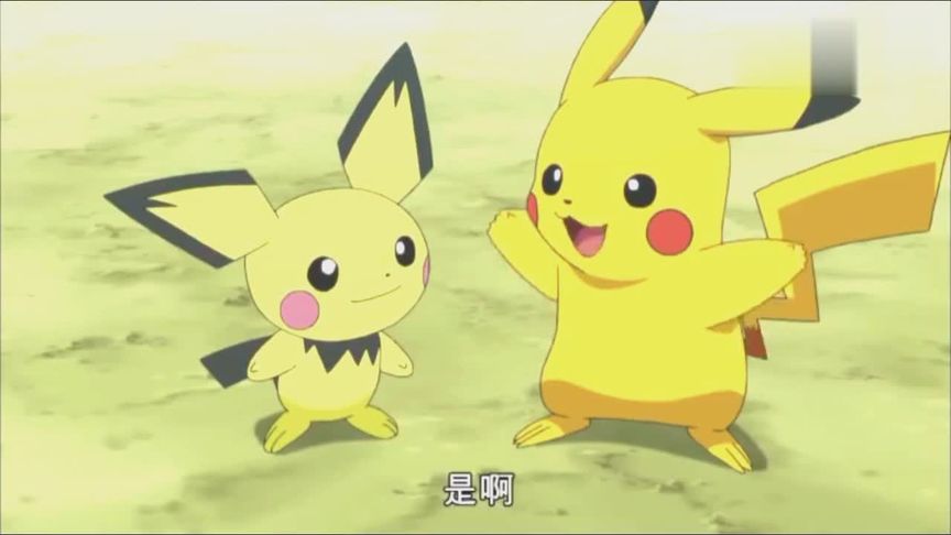 皮卡丘的小弟出现了,皮丘跟皮卡丘愉快的交流