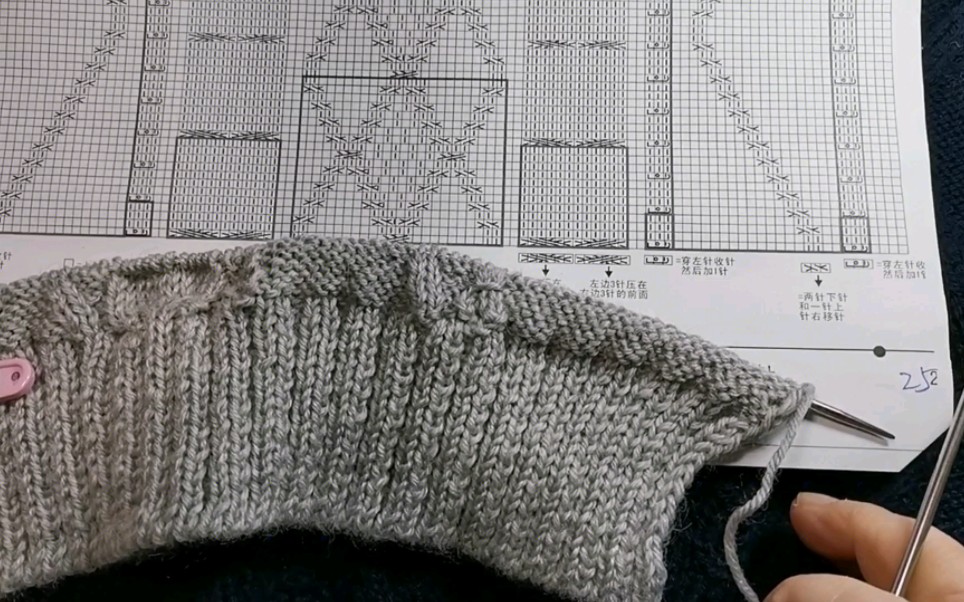 男士小方块花毛衣,后片夹下编织教程七,讲第七行到第八行的织法