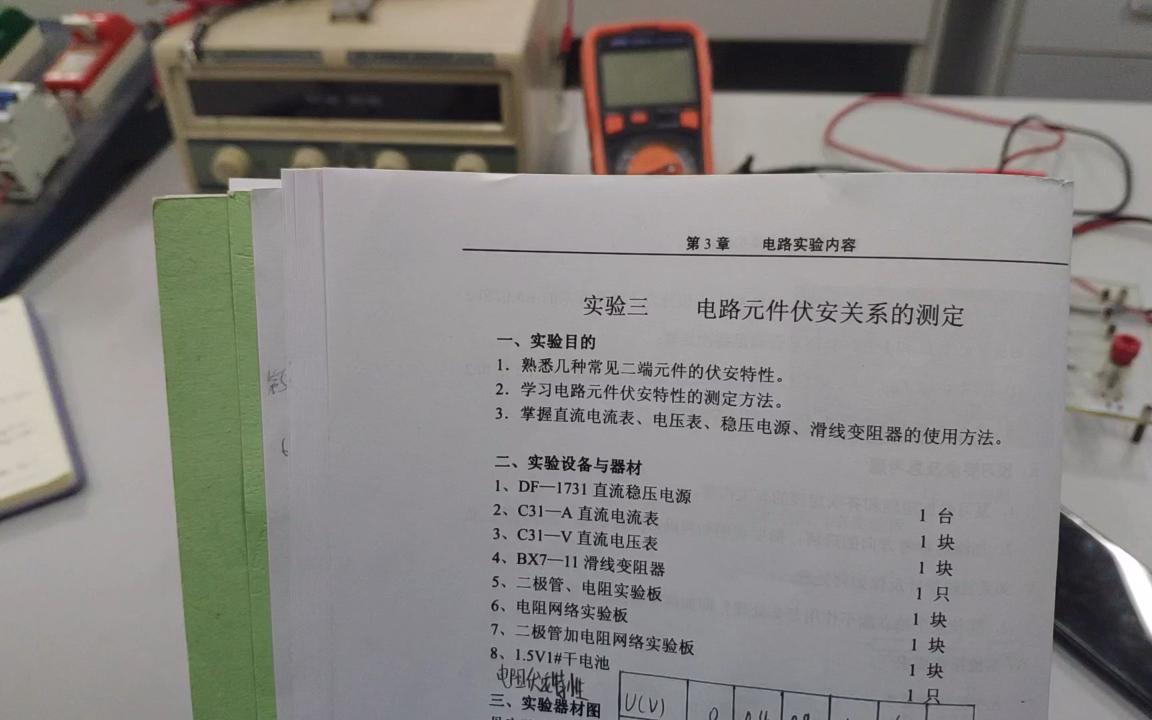 电路元件伏安特性测定、含源二源网络参数测定