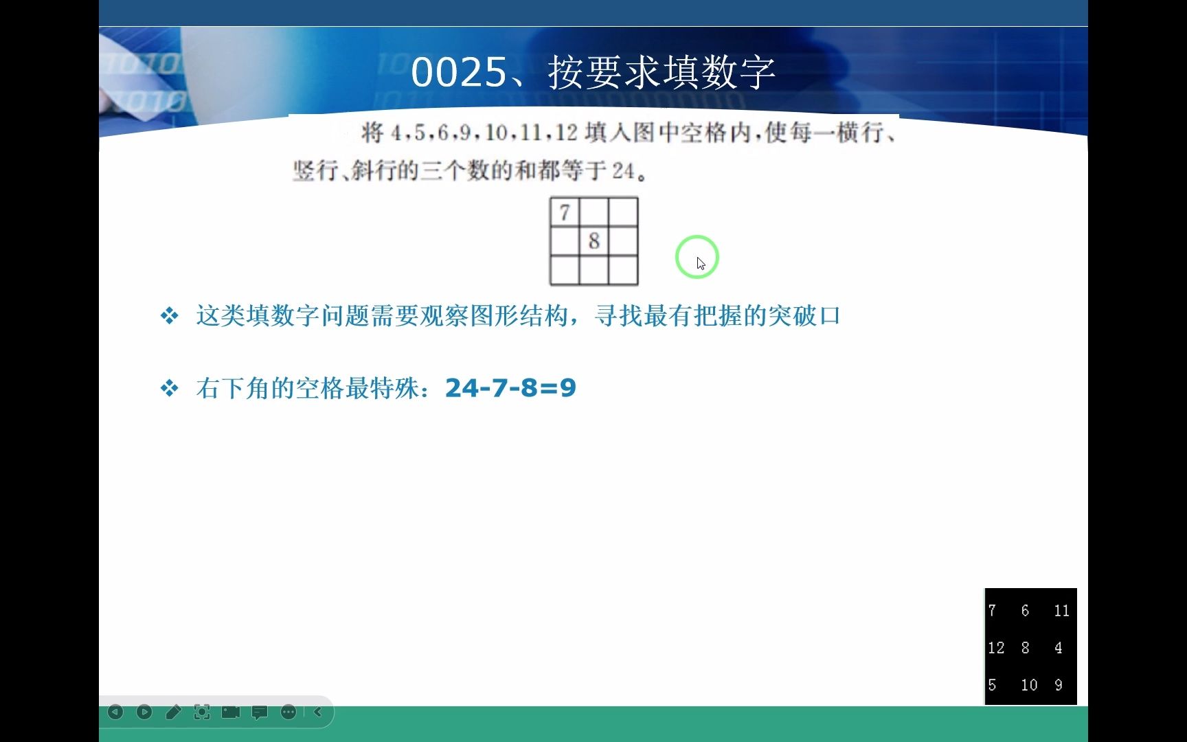 0025、按要求填数字