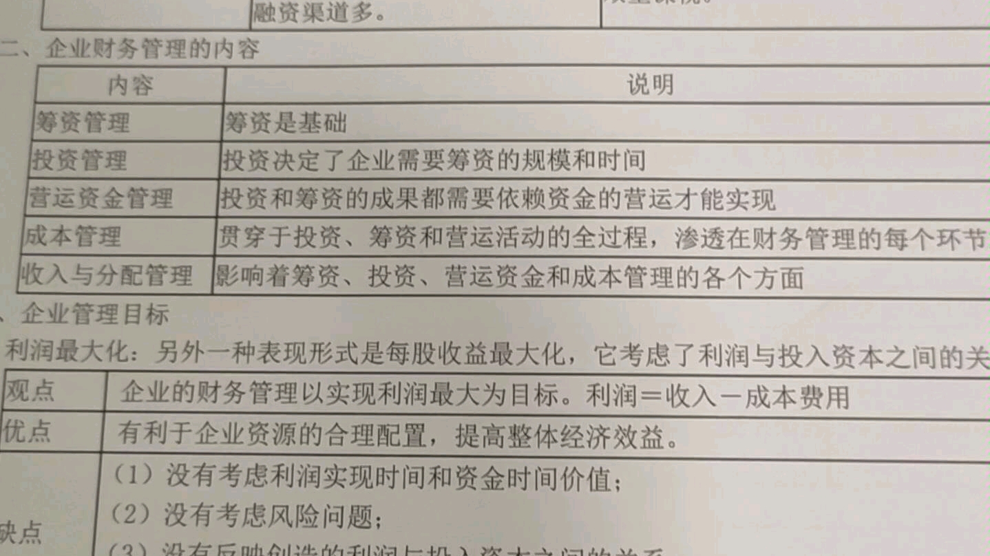 中级财务管理 第一章总论 复习重点1
