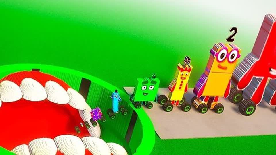 大锤关卡测试:数字汽车障碍赛,猜猜谁能通过? #拆迁模拟器