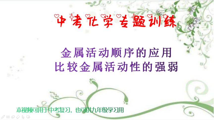 中考化学专题训练,金属活动顺序的应用,比较金属活动性的强弱