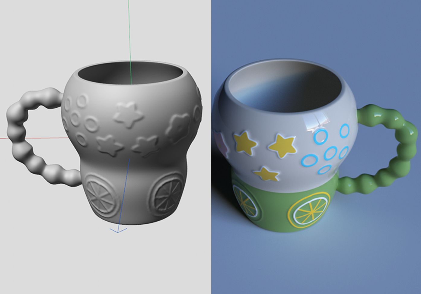 C4D杯子建模,展UV,置换,放样。