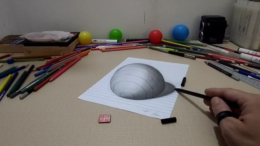 平面纸上画的?3D立体画过程教学,步骤简单易学!