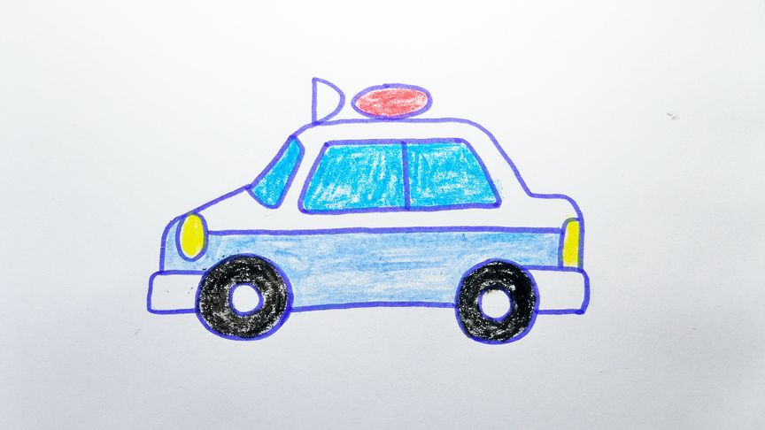卡通警车!儿童简笔画