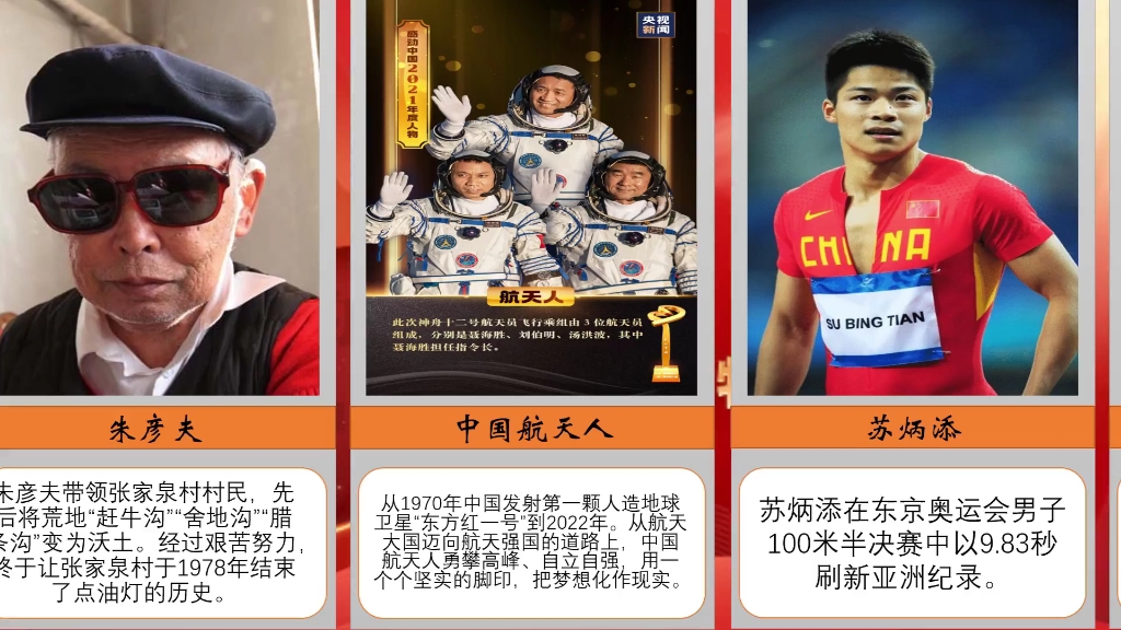 2021年感动中国十大人物