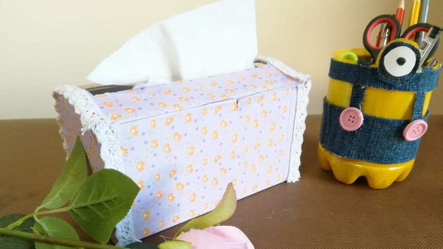 手工制作一个简单又漂亮的抽纸盒,变废为宝的生活小窍门!