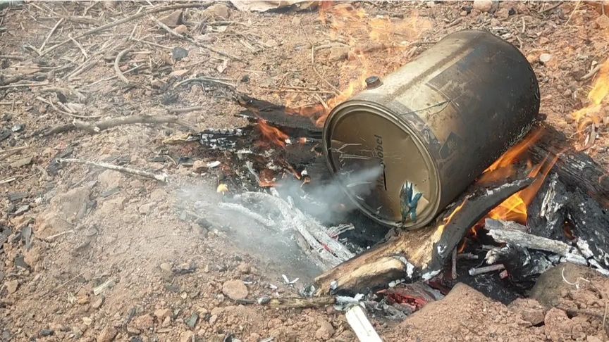 用铁皮桶隔火烧制木炭,同内部明火烧制有什么不同,能不能烧成炭