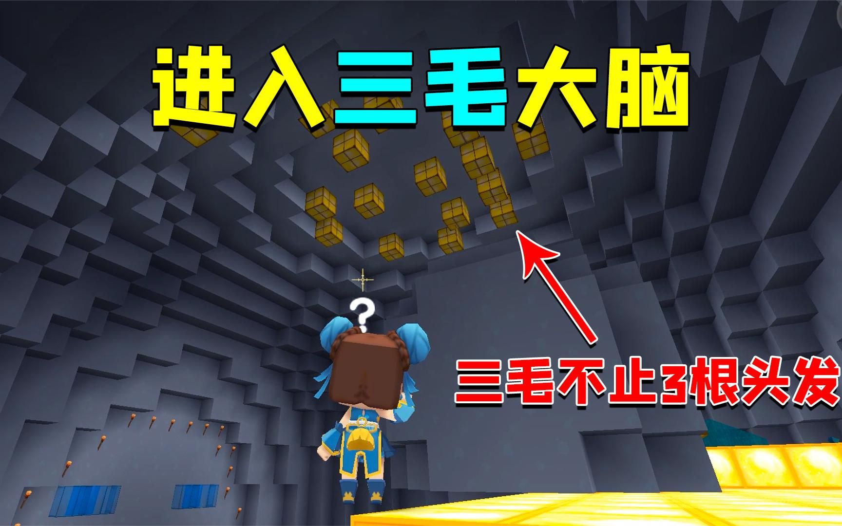 迷你世界:进入三毛的大脑,原来他是蓝眼睛还不止3根头发
