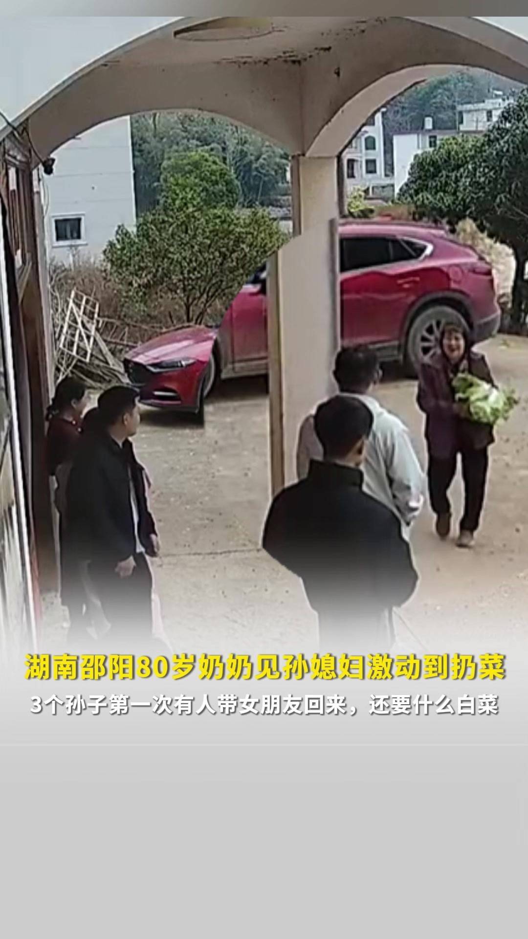 邵阳80岁奶奶见"孙媳妇"激动到扔菜拥抱:3个孙子第一次有人带女友回,...